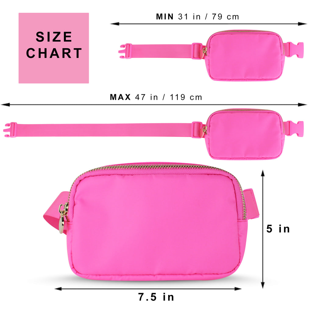 Nylon Belt Bag Hot Pink Fanny Pack For Women Crossbody Bag Waist Pack ...